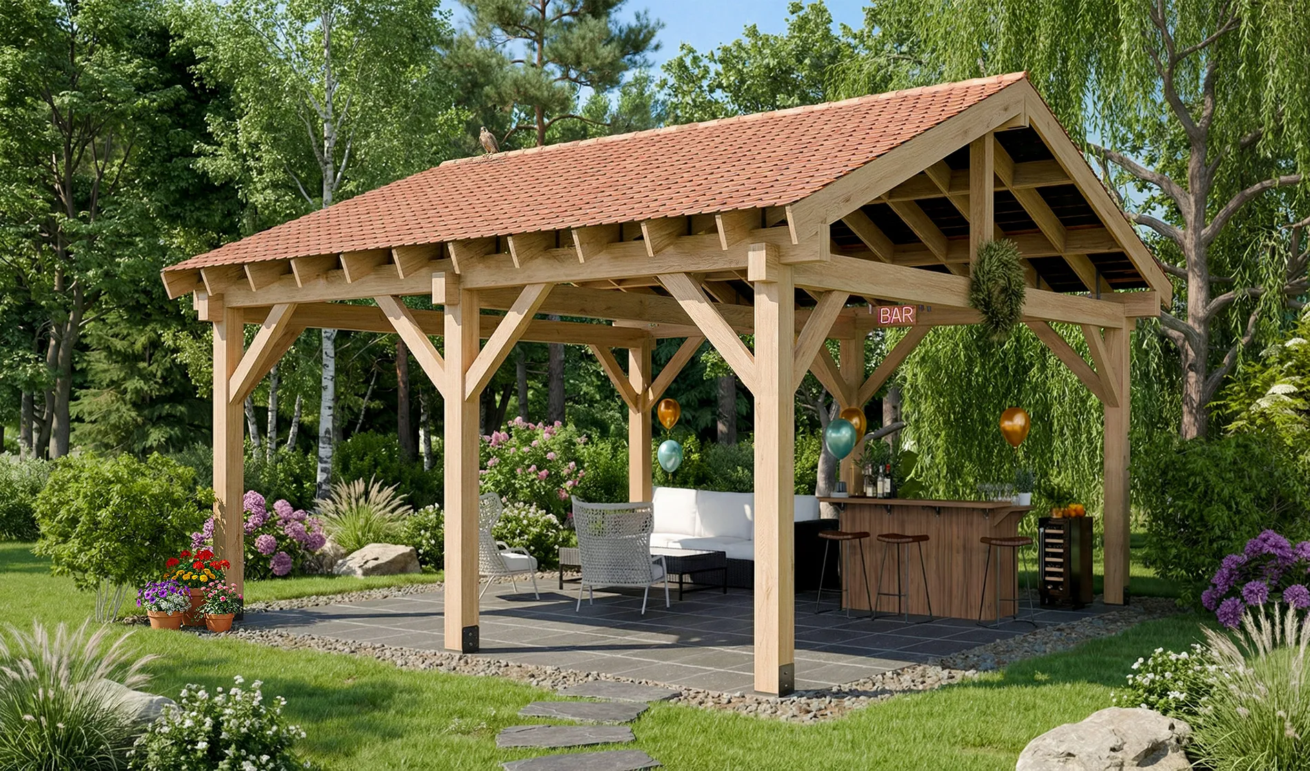 20×20 Large Garden Pavilion Plans - Craftcamp™